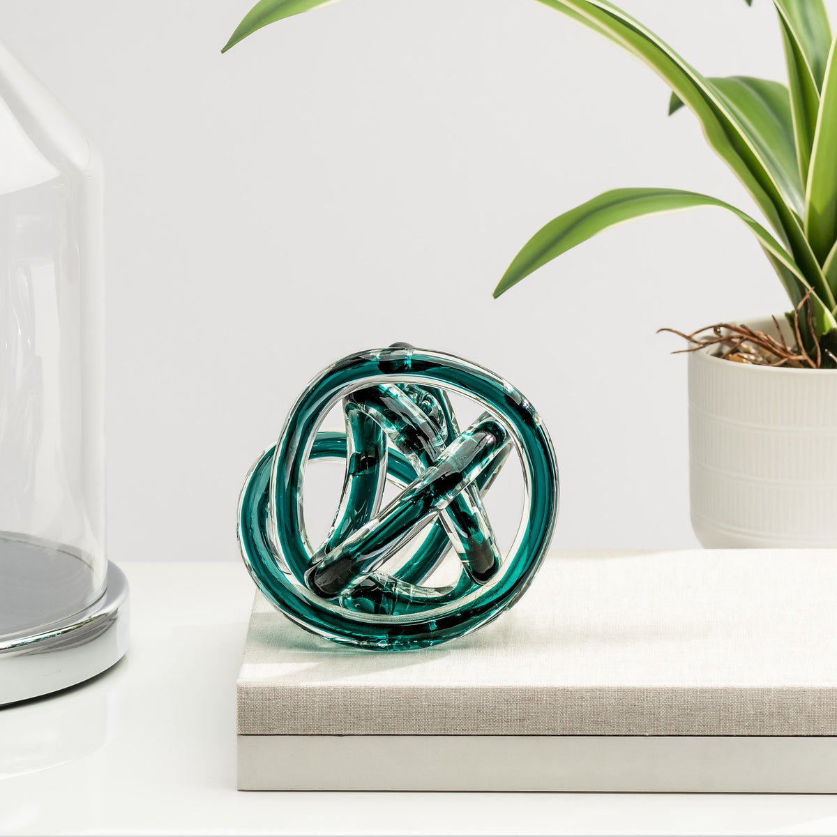 ORBIT GLASS DECOR BALL LARGE - TEAL – ThingzContemporary